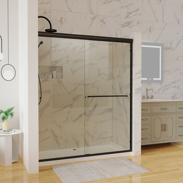 EASTANA 56-60"Wx 70"H Semi-Frameless Double Sliding Shower Door | Wayfair